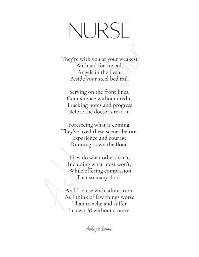 Nurse Appreciation Poem - Etsy