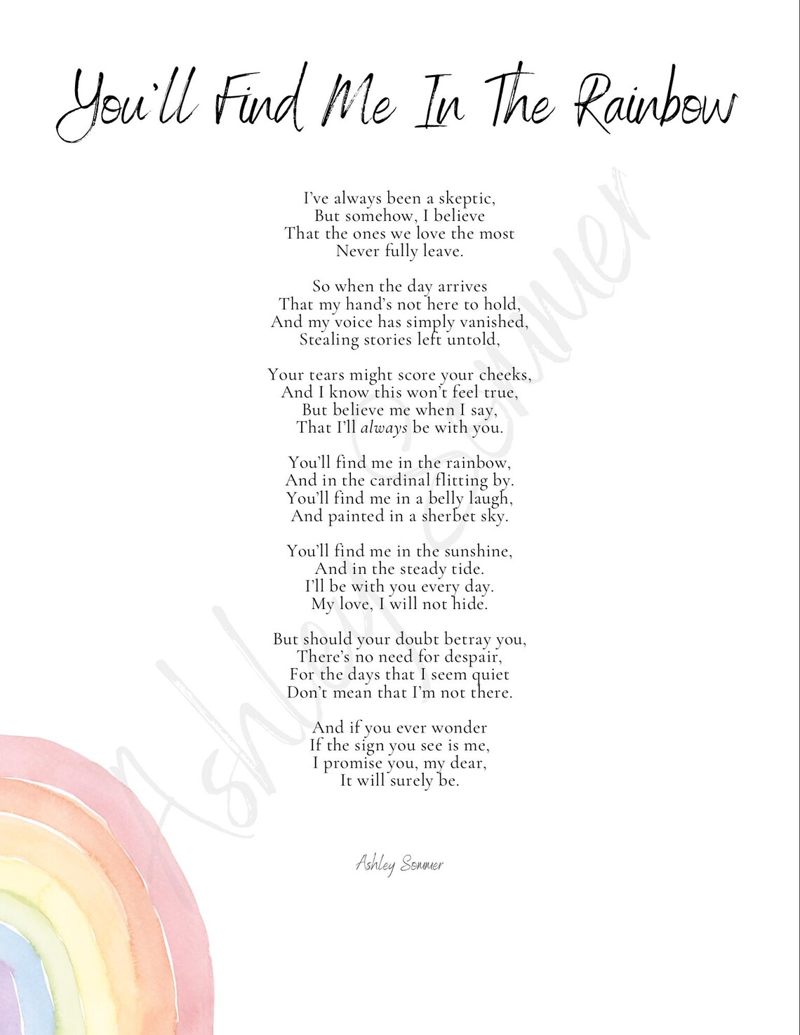 Poem for Grieving Loved Ones - Printable Poem - Etsy
