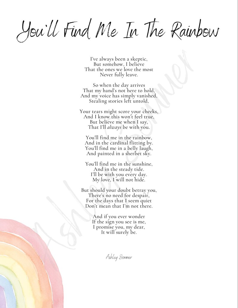 Poem for Grieving Loved Ones - Printable Poem - Etsy