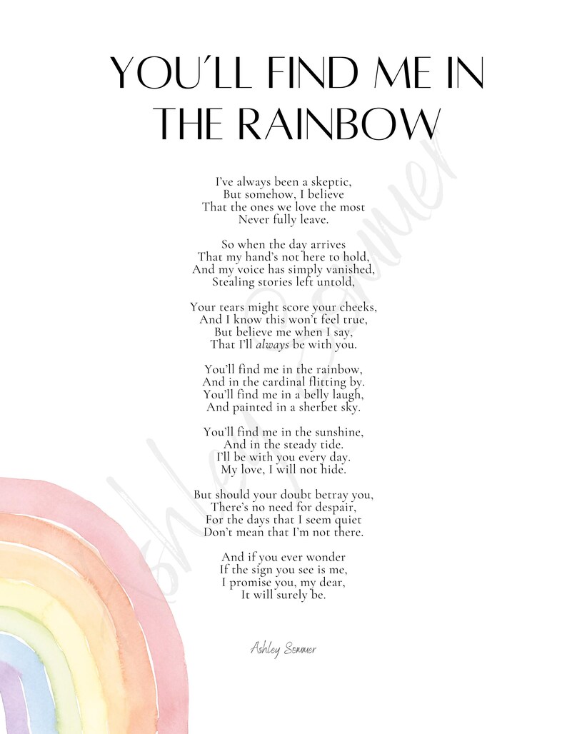 Poem for Grieving Loved Ones - Printable Poem - Etsy