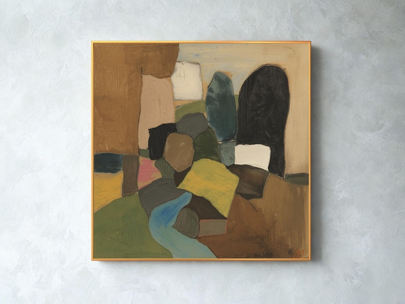 Color Blocking Contemporary Abstract Art Print: Modern Square Painting ...