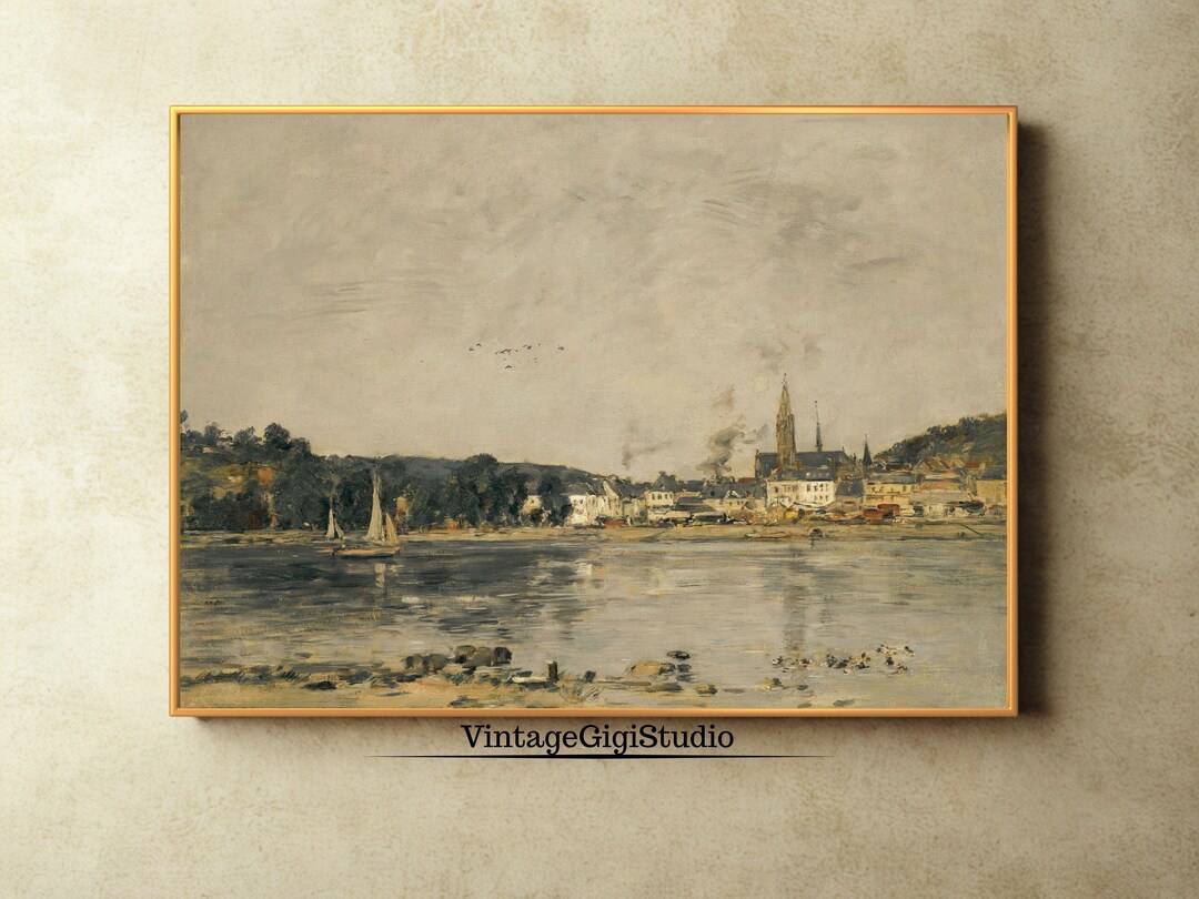 Eugene Boudin Coastal Painting: 19th Century River Landscape Art ...