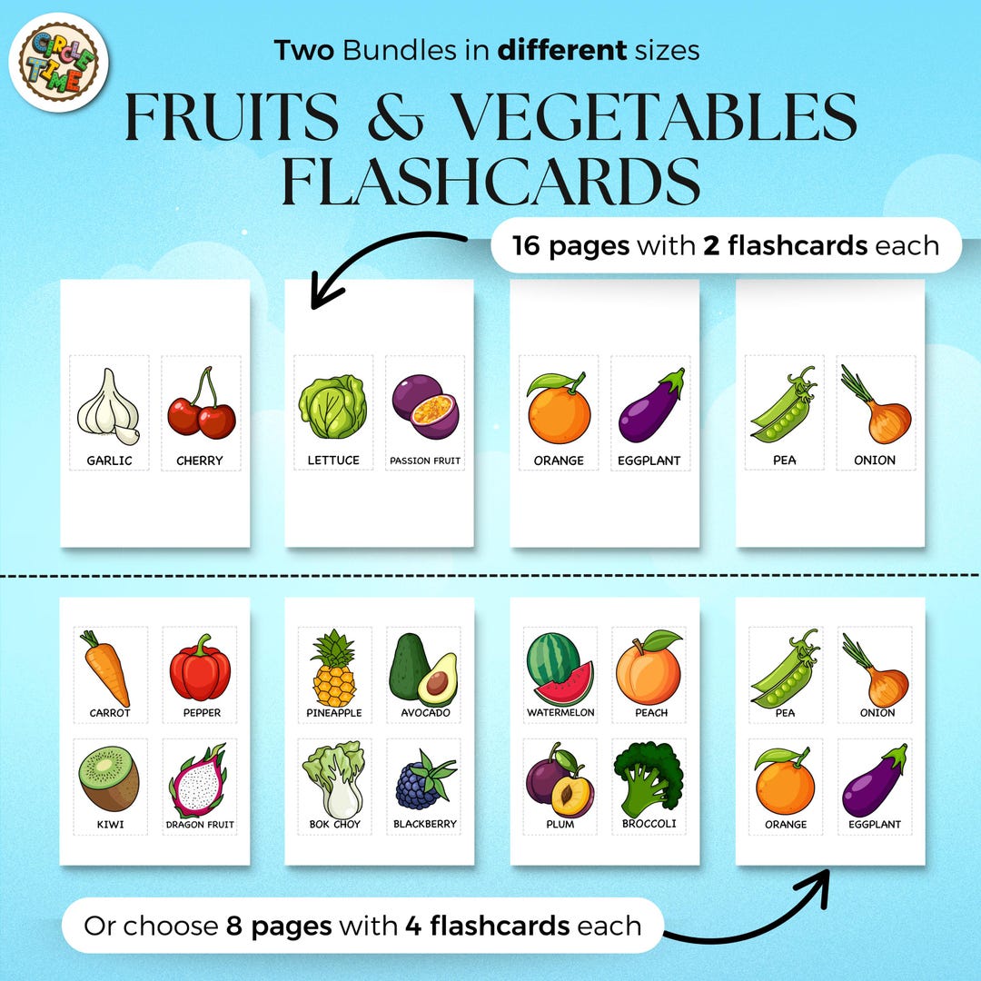 Fruit and Vegetables Flashcards | Preschool Flash Cards | Kindergarten ...