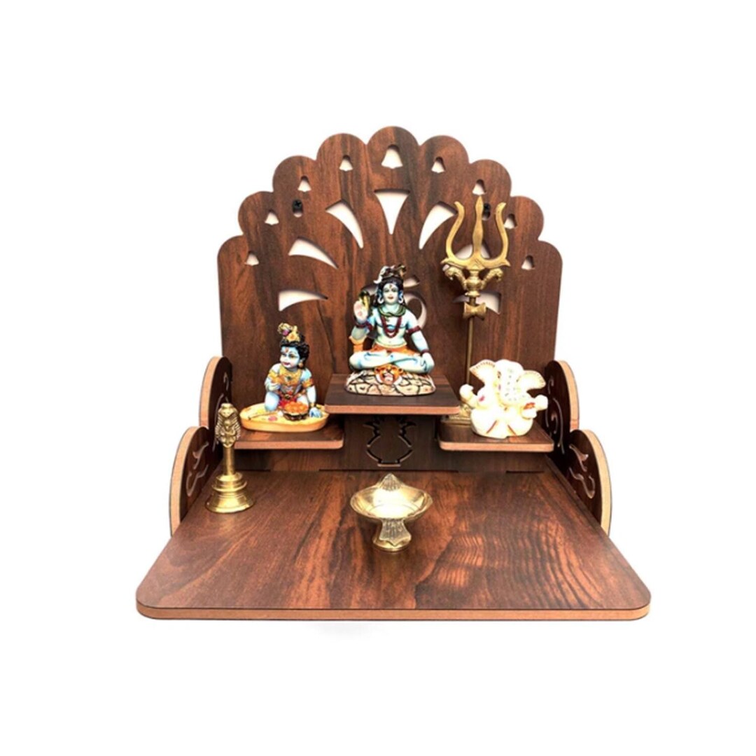 Temple for Home, Shop, Office, 3 Step Puja Mandir, Wall Hanging and ...