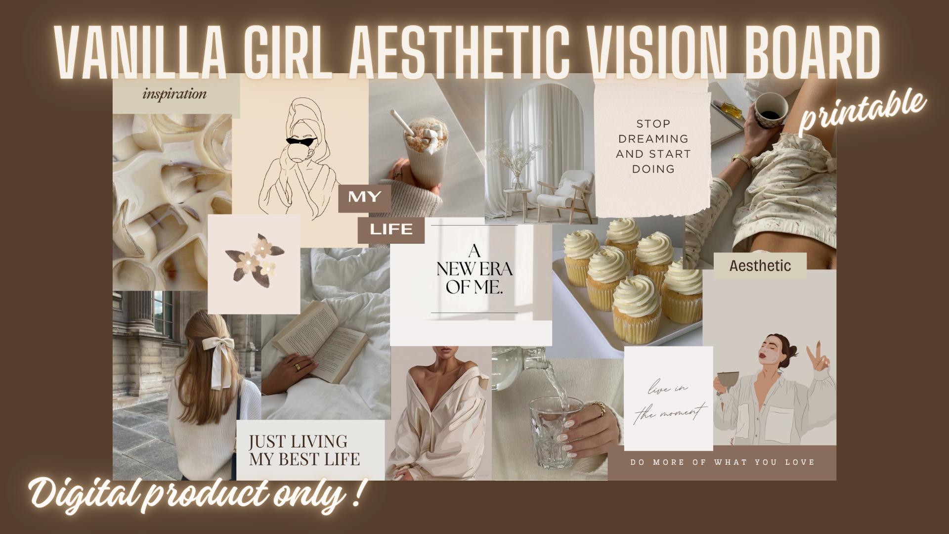 Printable Vanilla Girl Aesthetic Beige Vision Board | Digital Product ...