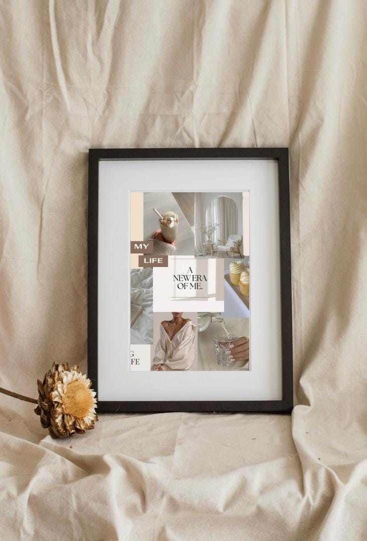 Printable Vanilla Girl Aesthetic Beige Vision Board | Digital Product ...
