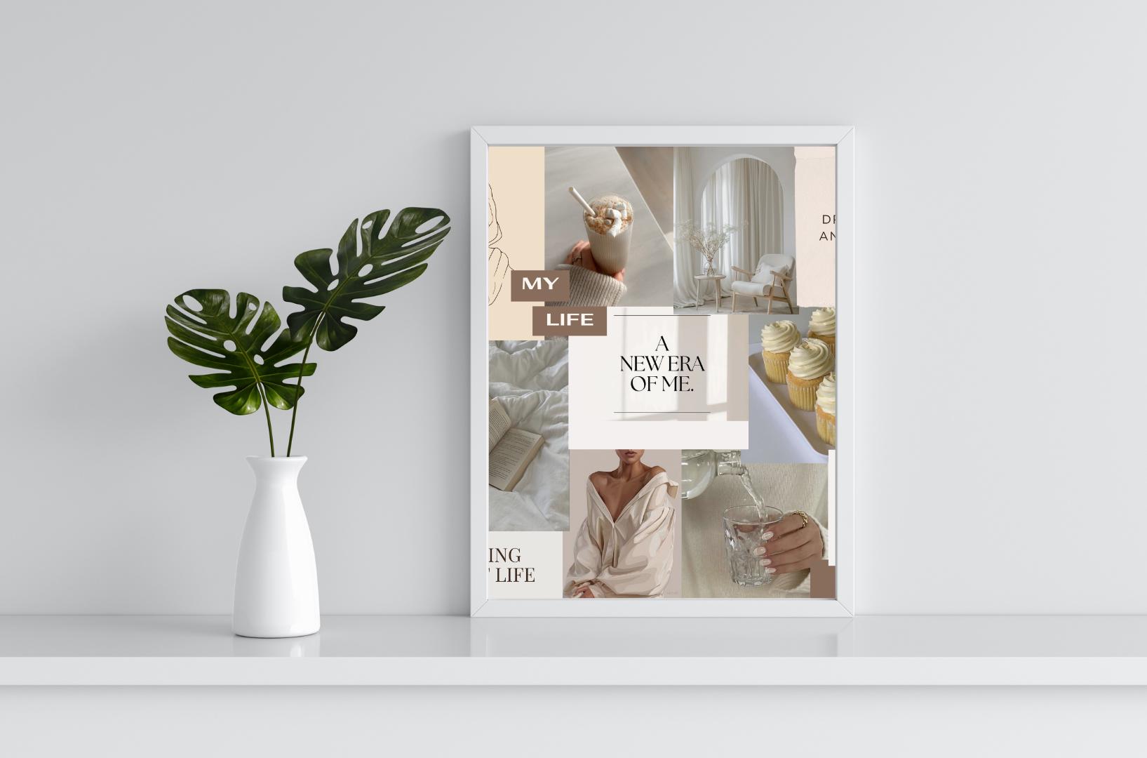 Printable Vanilla Girl Aesthetic Beige Vision Board | Digital Product ...