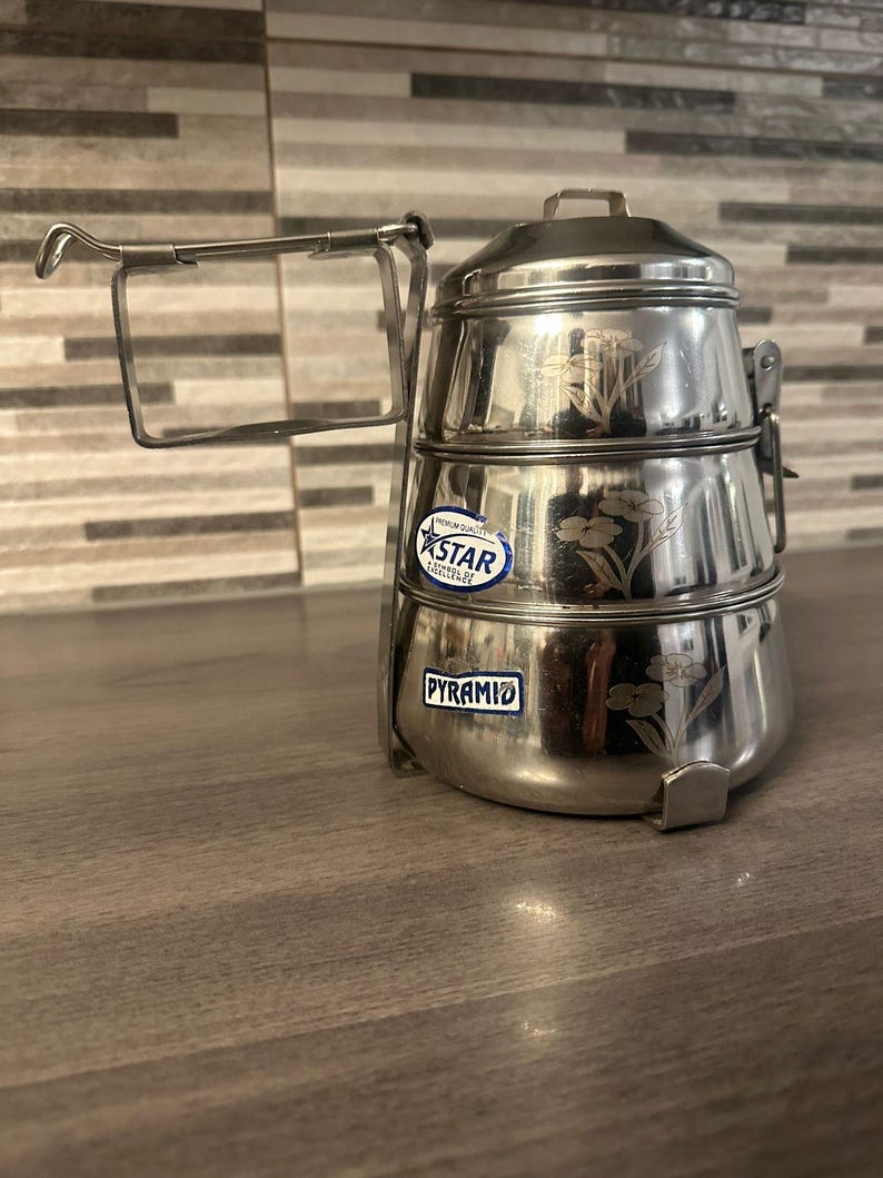 3-tier Stainless Steel Tiffin Box: Eco-friendly Indian Bento Lunch ...