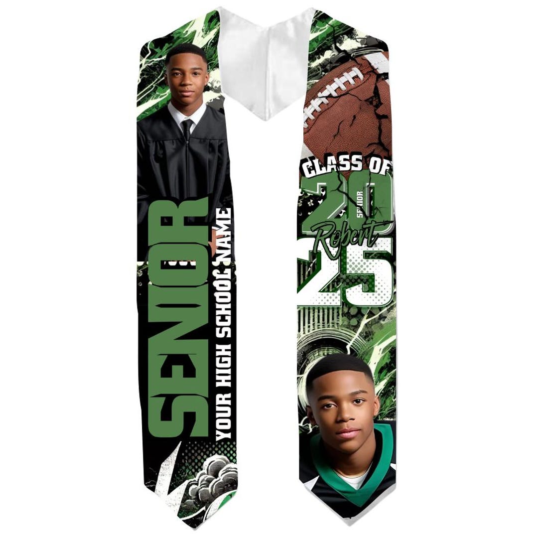Custom Graduation Stole | Football Graduation Stole | Athlete Grad ...