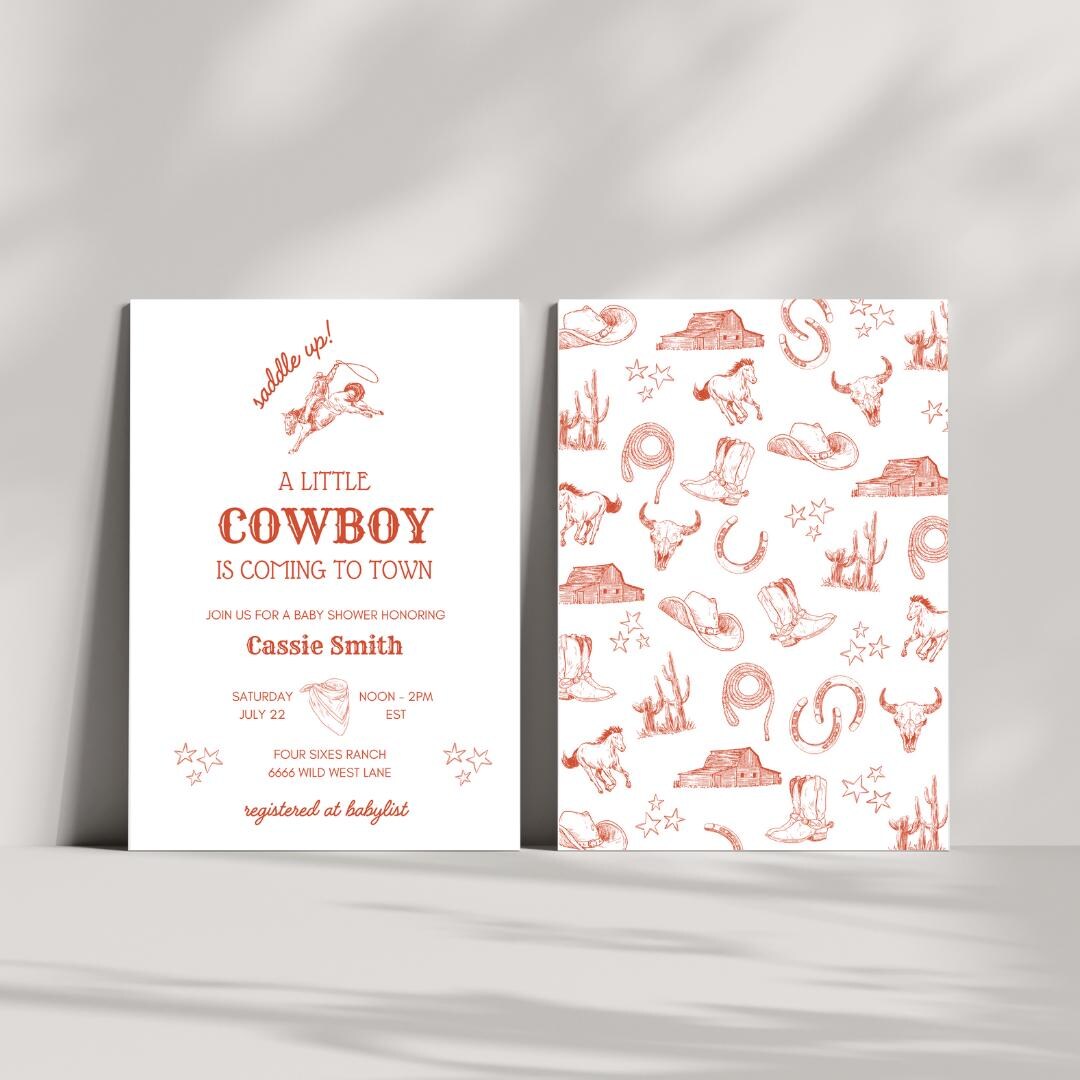 Cowboy Baby Shower Invitation Template, Western Baby Shower Invitation ...