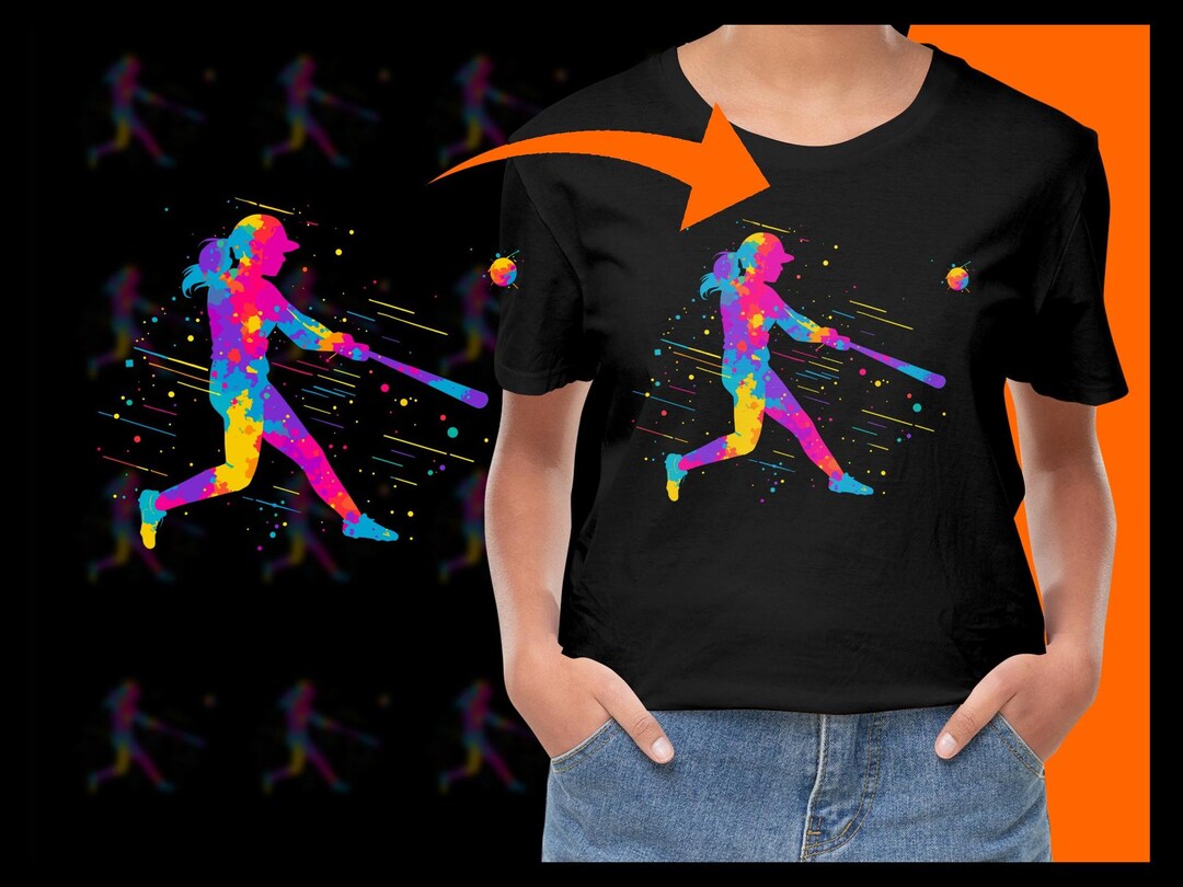 Colorful Softball Player, PNG, Digital Art, Softball Clipart, Sports ...