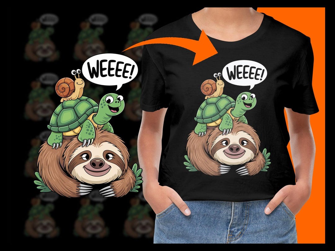 Sloth Turtle Snail Ride WEEEE PNG, Funny Animals, Cartoon Clipart ...