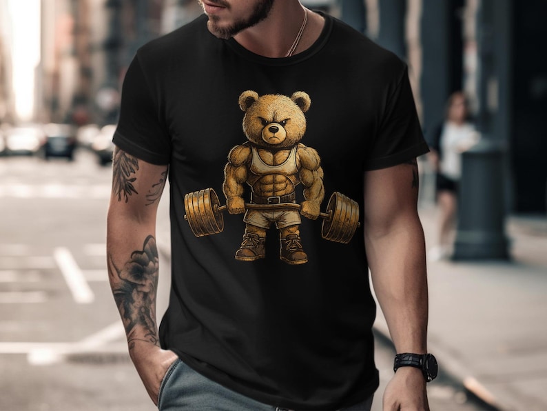 Deadlift Teddy Bear Gym Bodybuilder PNG, Free Commercial Use, Instant ...