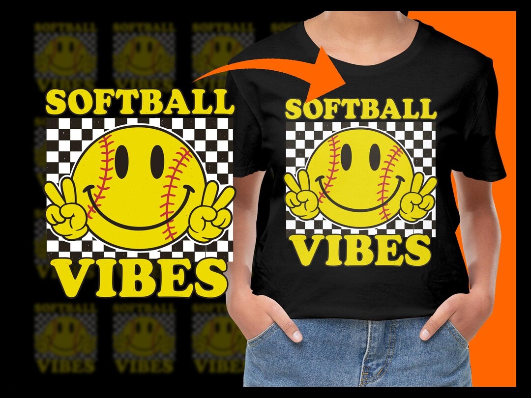 Softball Vibes Face PNG, Retro Softball, Smiley Face, Sport Graphics ...