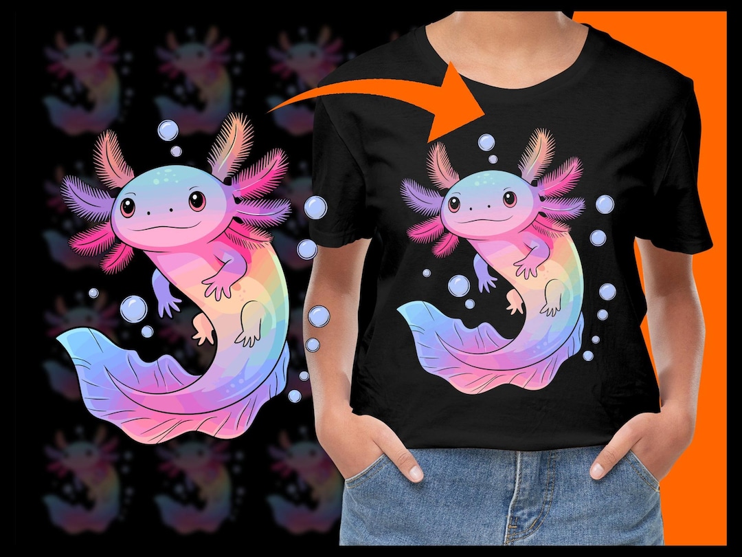Cute Rainbow Axolotl PNG, Kawaii Axolotl Illustration, Colorful Axolotl ...