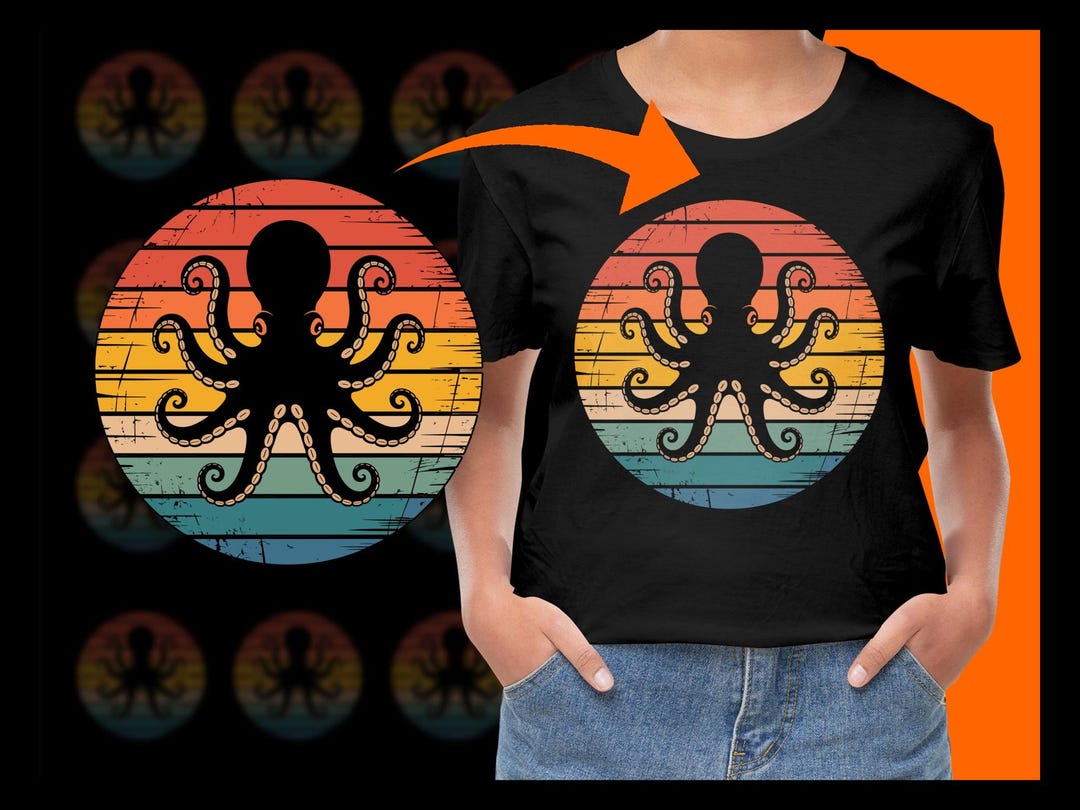 Retro Octopus PNG, Free Commercial Use, Instant Download - Etsy UK