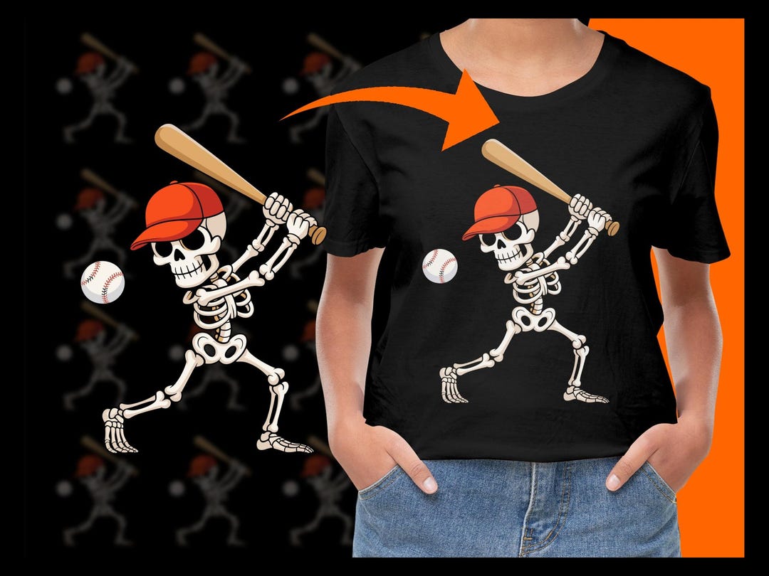 Skeleton Baseball Halloween PNG, Free Commercial Use, Instant Download ...