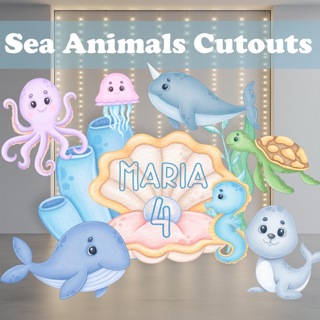 Sea Animals Cutouts, Under the Sea Baby Shower, Oneder the Sea Party ...