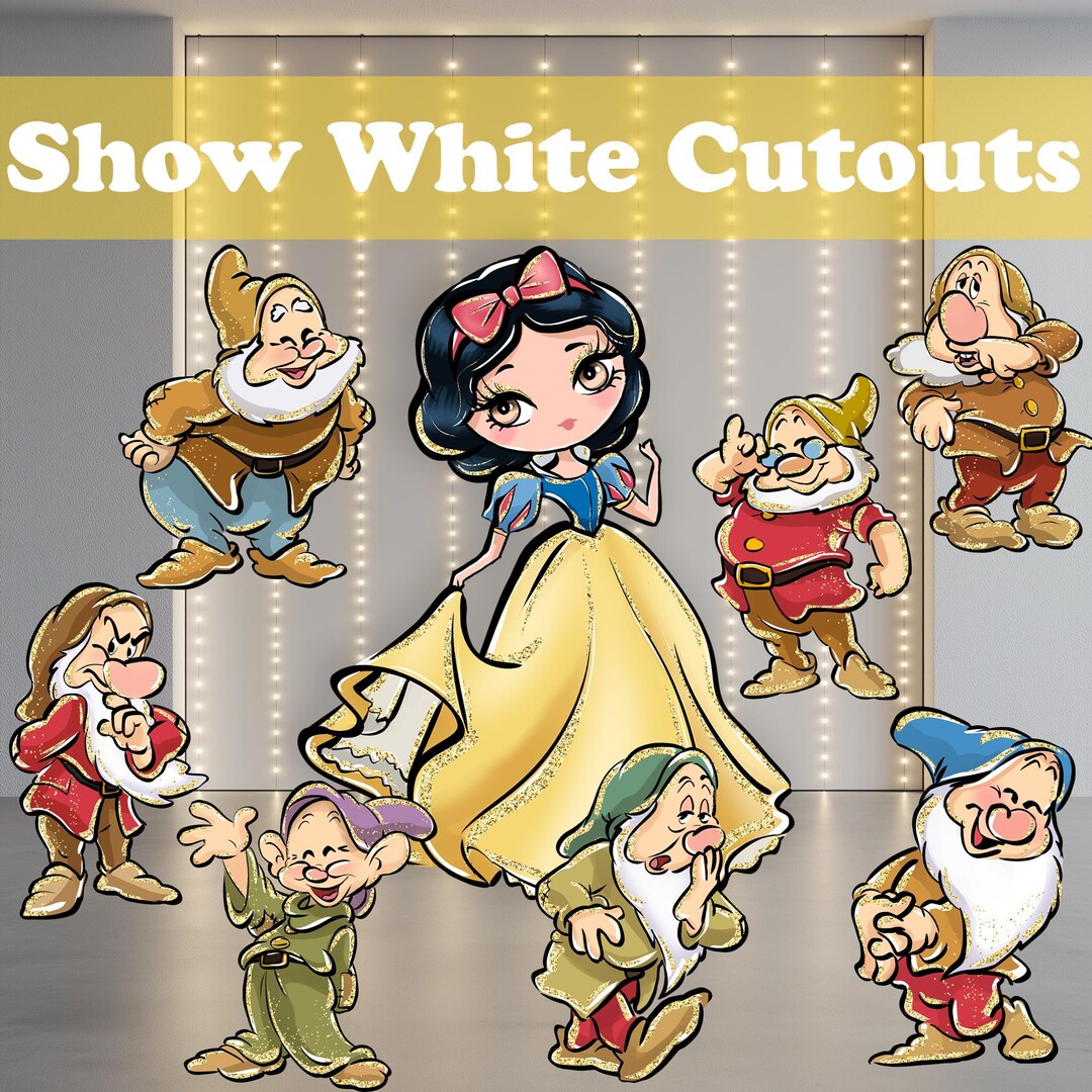 Snow White and Seven Dwarfs Cutouts, Baby Shower Decor, Backdrop Decor ...