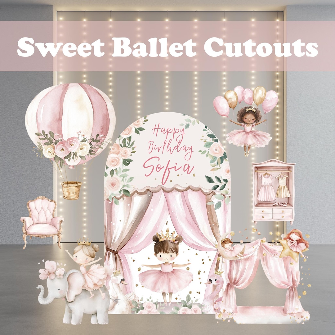 Pink Ballerina Cutouts, Party Decor, Ballerina Props, Dance Party ...