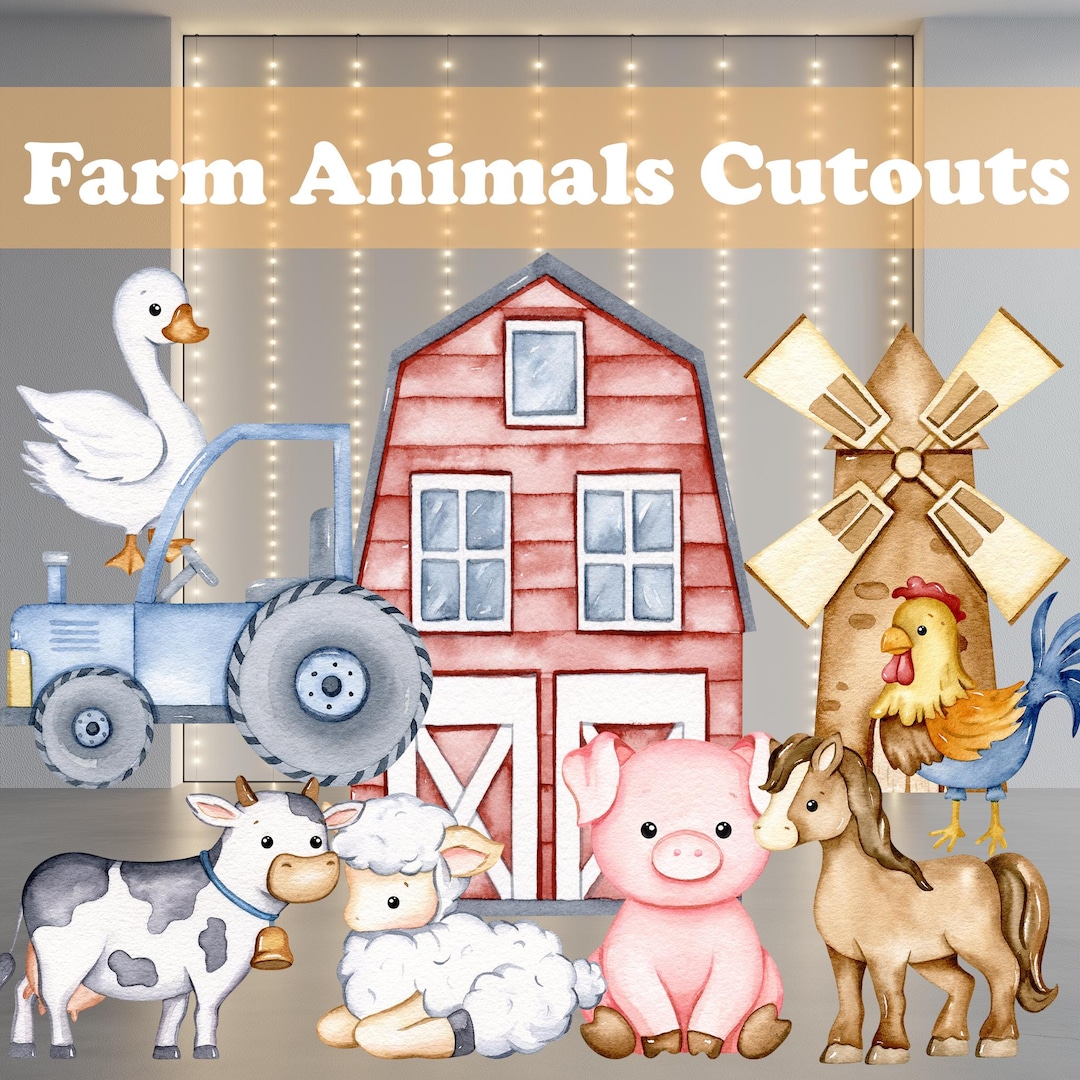 Farm Animals Cutouts, Farm-themed Birthday, Baby Shower, Cute Farm ...