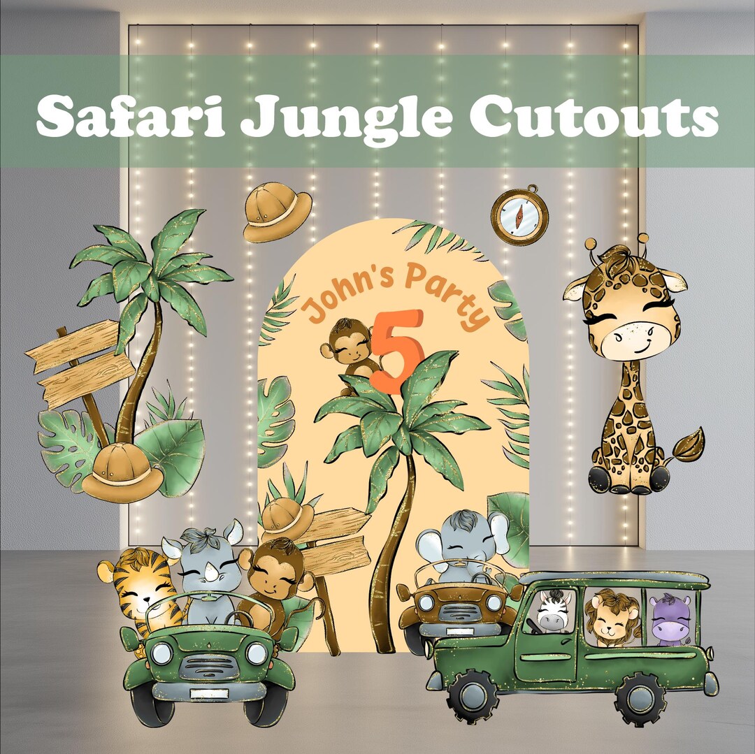 Safari Animals Truck Cutouts, Jungle Animals Props, Safari Truck ...