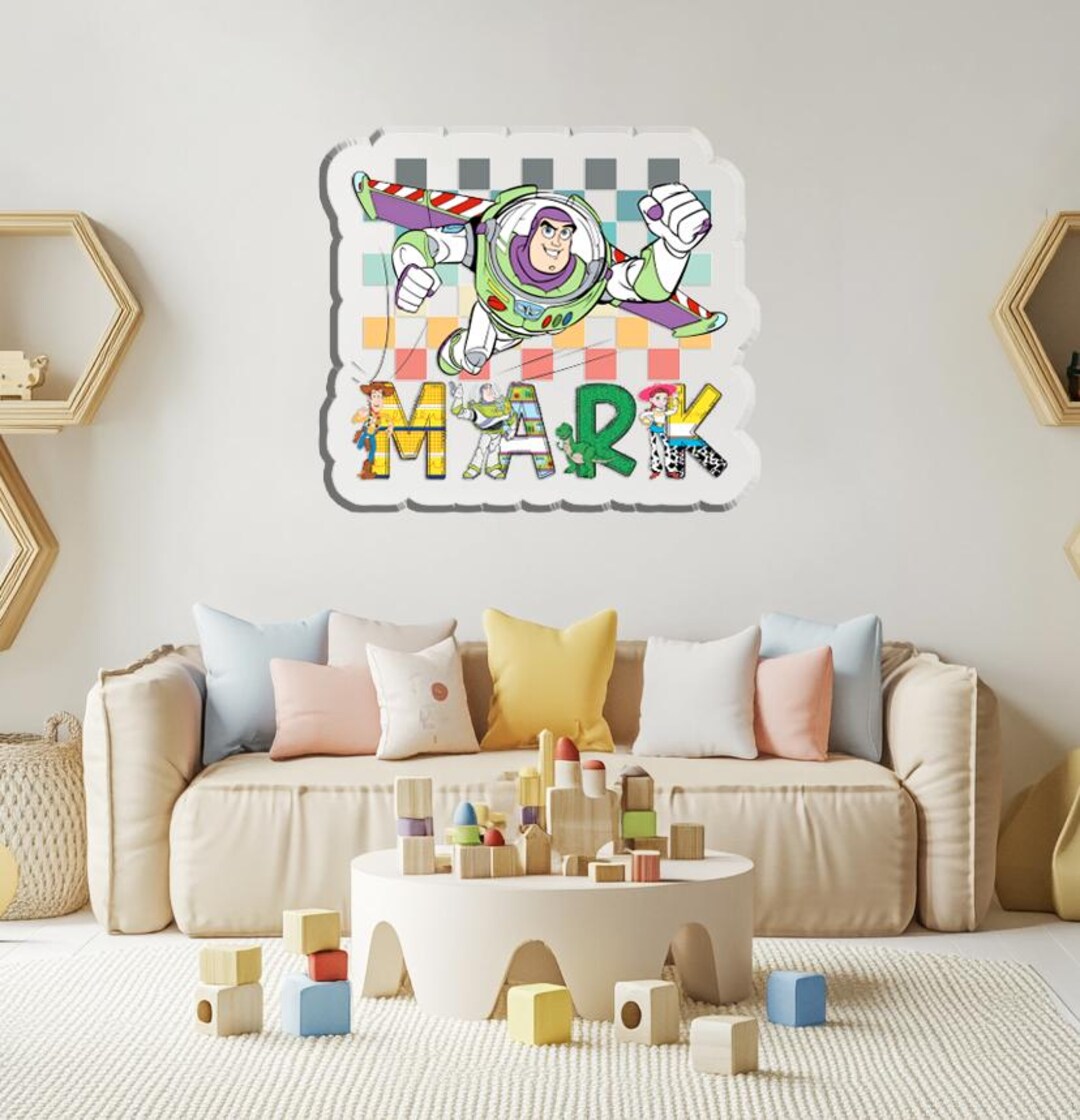 Toy Story Acrylic Name Sign, Buzz, Boys Room Decor, Kids Wall Art, Baby ...
