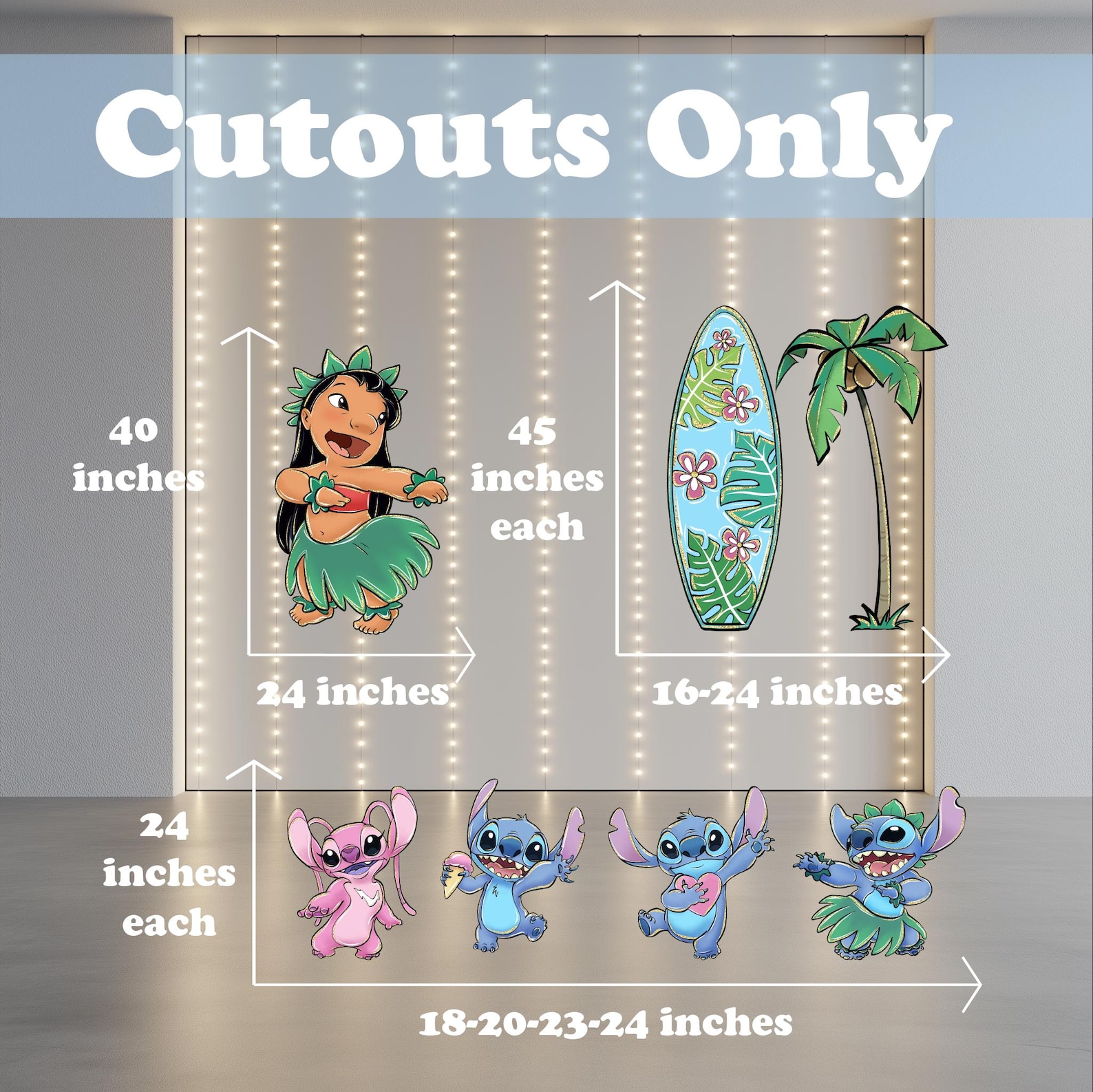 Lilo and Stitch Cutout Set, Hawaiian Party, Aloha Baby Shower Decor ...