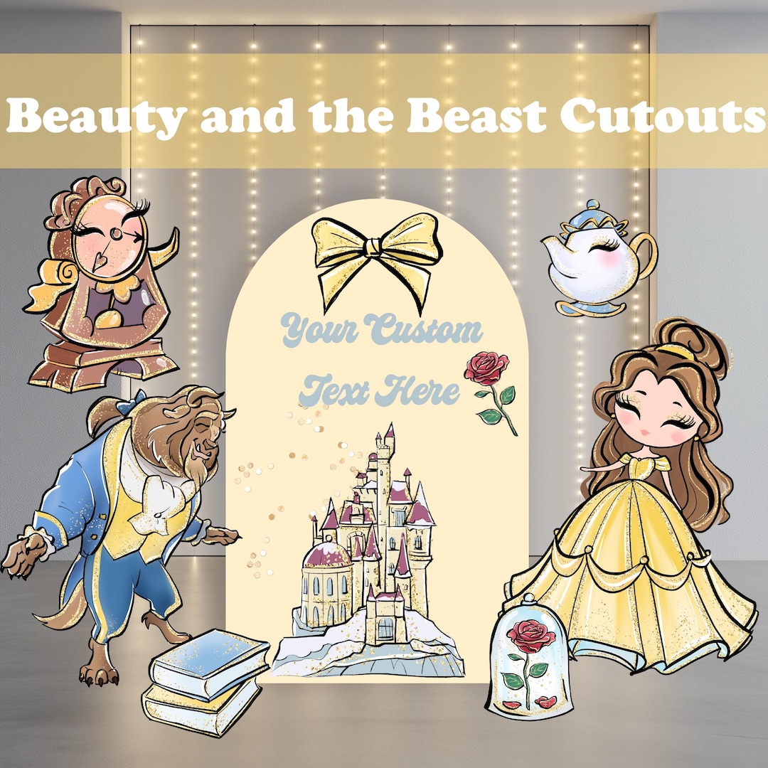 Beauty and the Beast Cutout Set, Belle, Princess Party, Birthday Decor ...