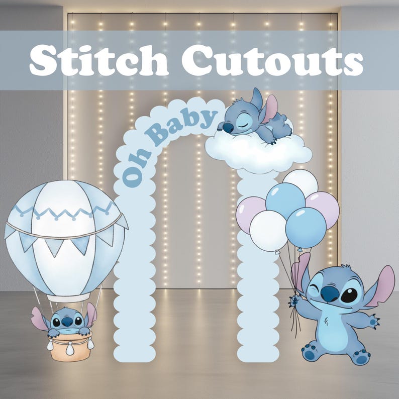 Blue Stitch Cutouts, Boy Baby Shower Decor, Party Decor, Birthday ...