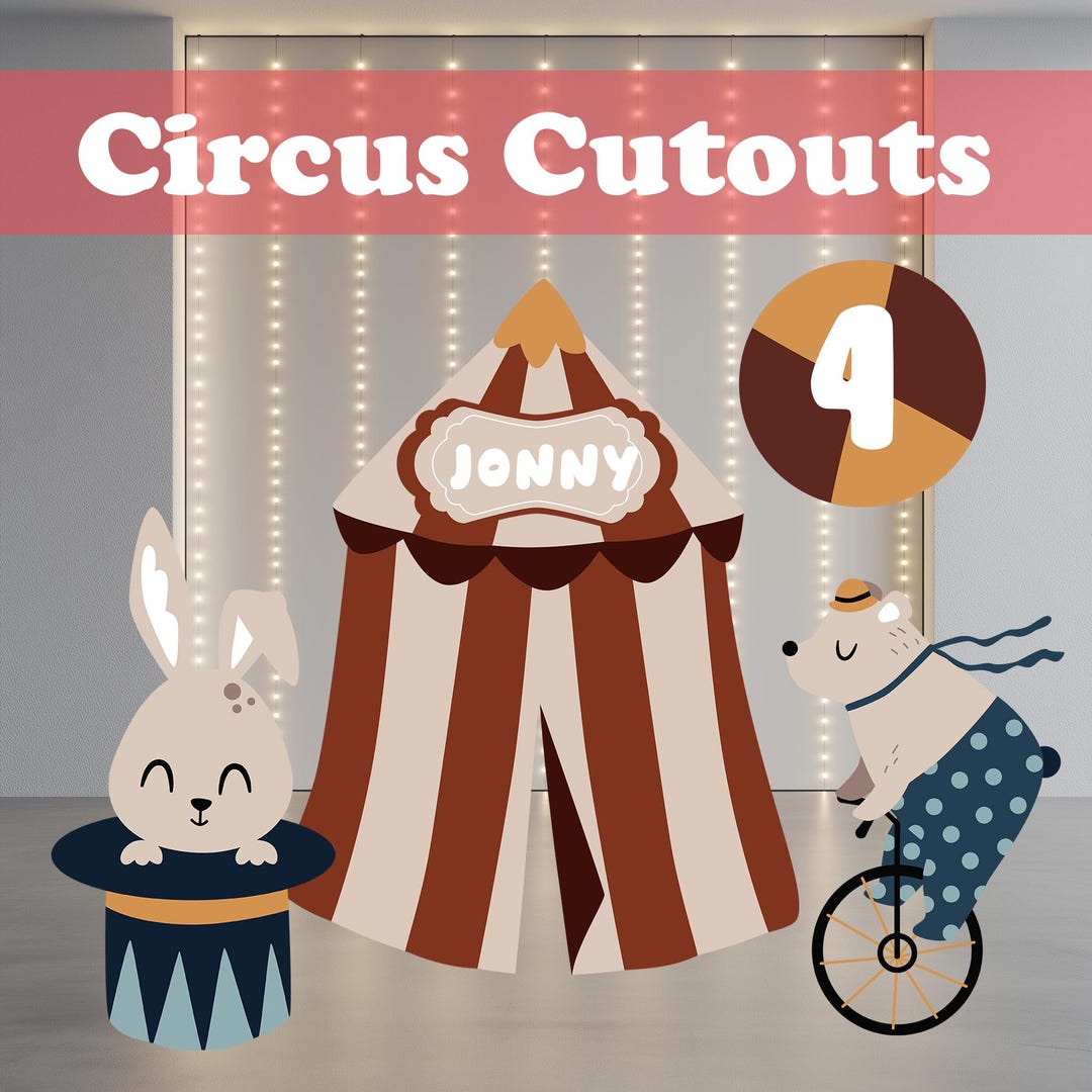 Circus Cutouts Set, Circus Themed Party Decor, Circus Birthday Props ...