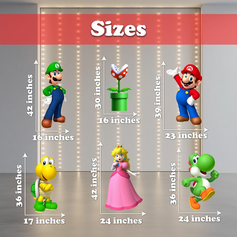 Super Mario Cutouts, Birthday Decor, Backdrop, Party Props, Lawn Sign ...