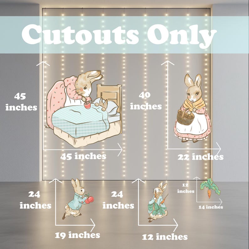 Blue Peter Rabbit Cutouts, Peter Rabbit Baby Shower, First Birthday ...