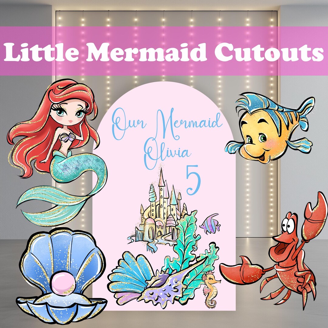 Little Mermaid Cutouts Set, Under the Sea Party Decor, Ariel Princess ...