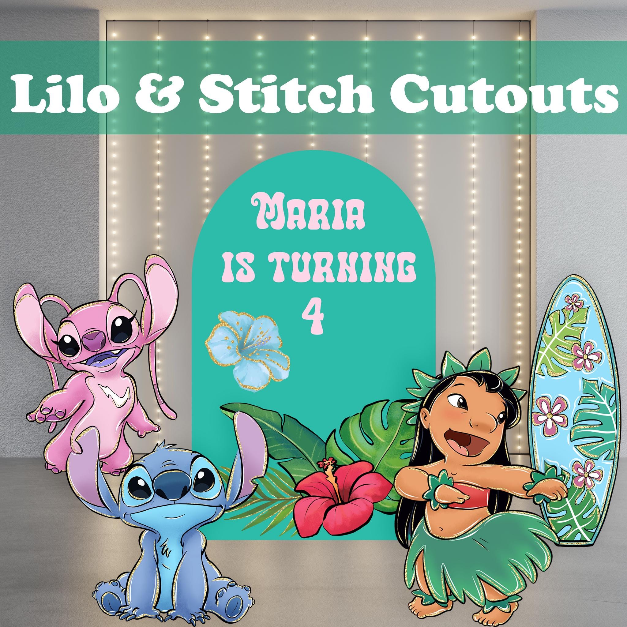 Lilo and Stitch Cutout Set, Party Decor, Birthday Party Props, Surf ...