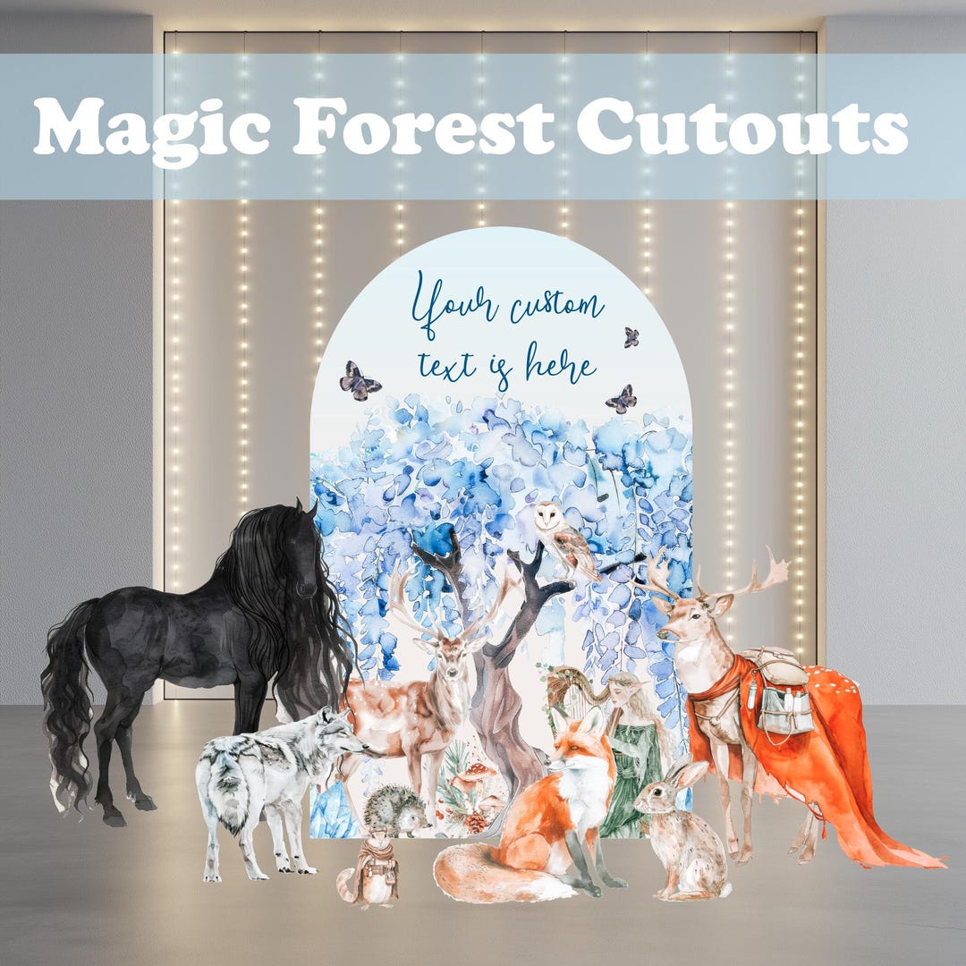 Magic Forest Cutouts Set, Watercolor Forest Animals, Birthday Props ...