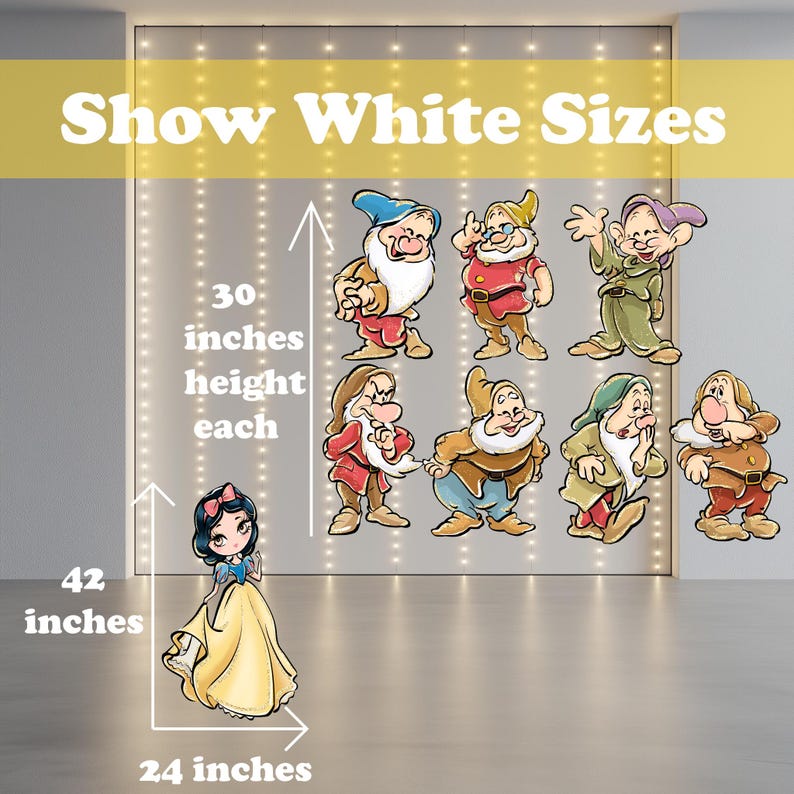 Snow White and Seven Dwarfs Cutouts, Baby Shower Decor, Backdrop Decor ...