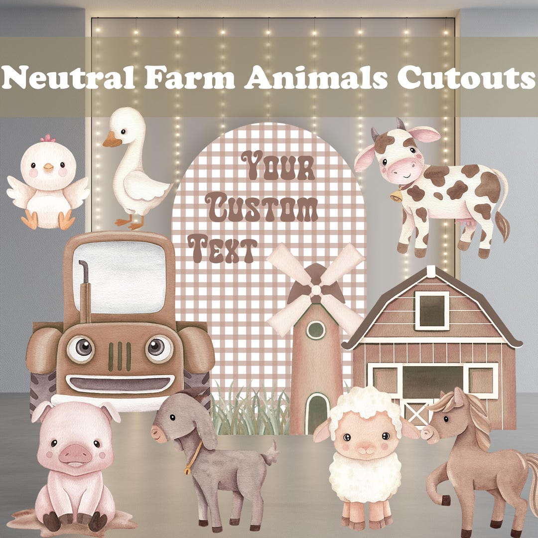 Neutral Farm Animals Cutouts, Farm-themed Birthday, Baby Shower, Custom ...