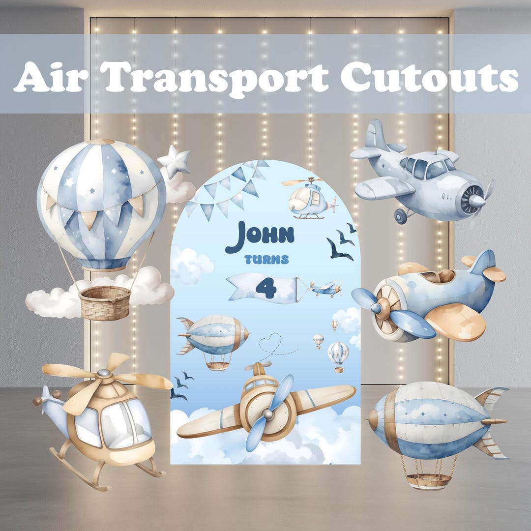 Air Transportation Party Cutouts, Time Flies, Hot Air Balloon Baby ...
