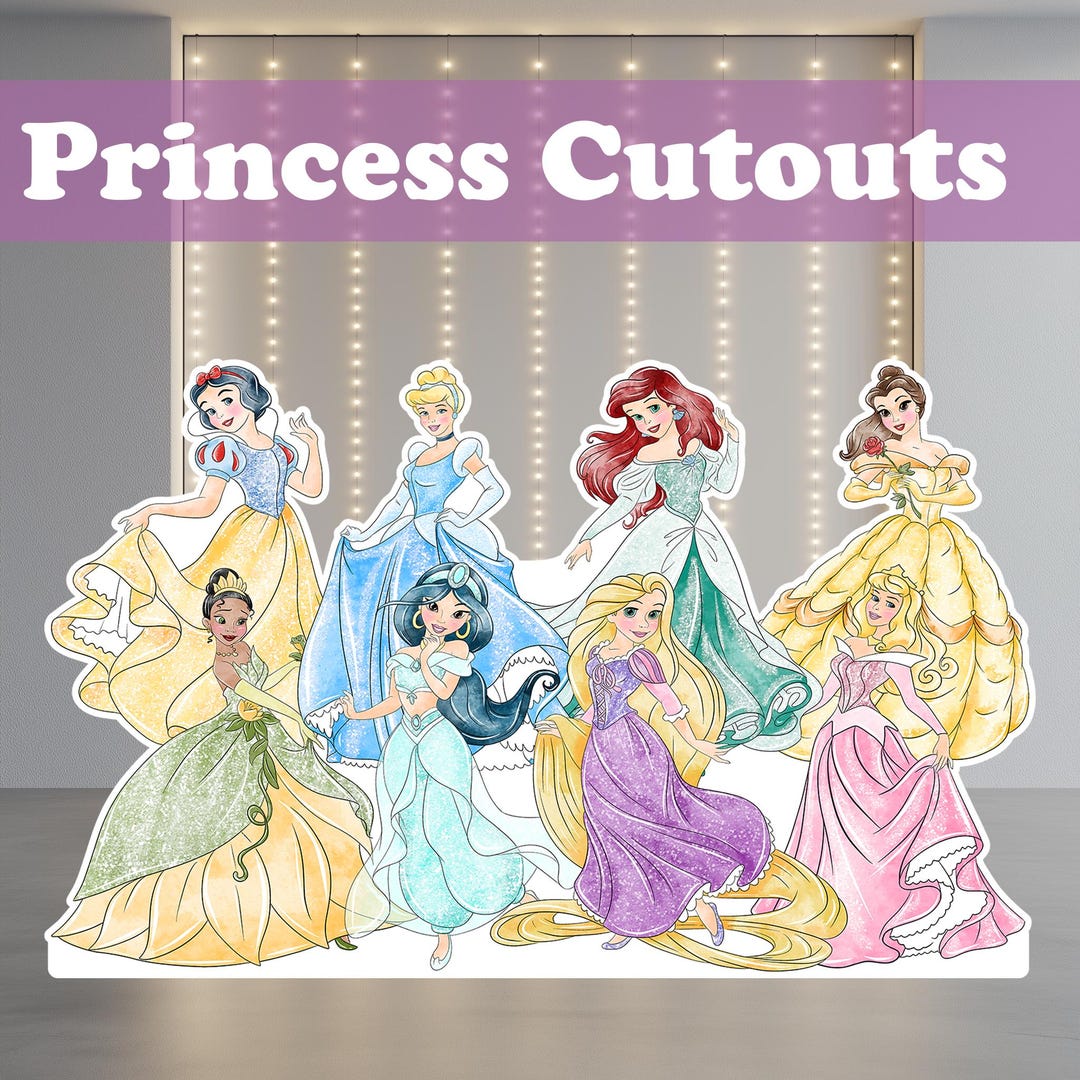 Princess Cutouts, Baby Shower, Cinderella, Rapunzel, Backdrop ...