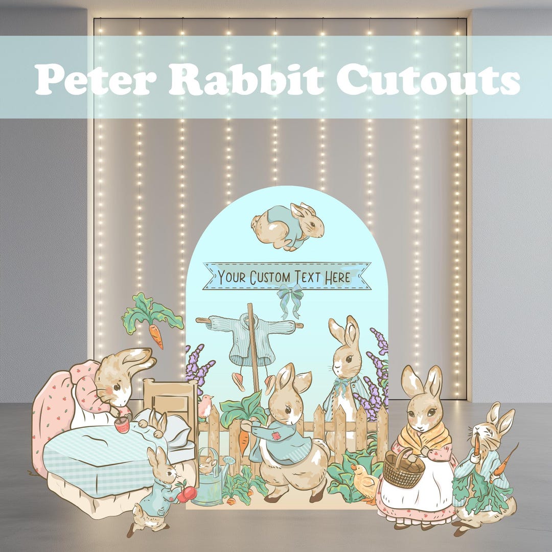 Blue Peter Rabbit Cutouts, Peter Rabbit Baby Shower, First Birthday ...