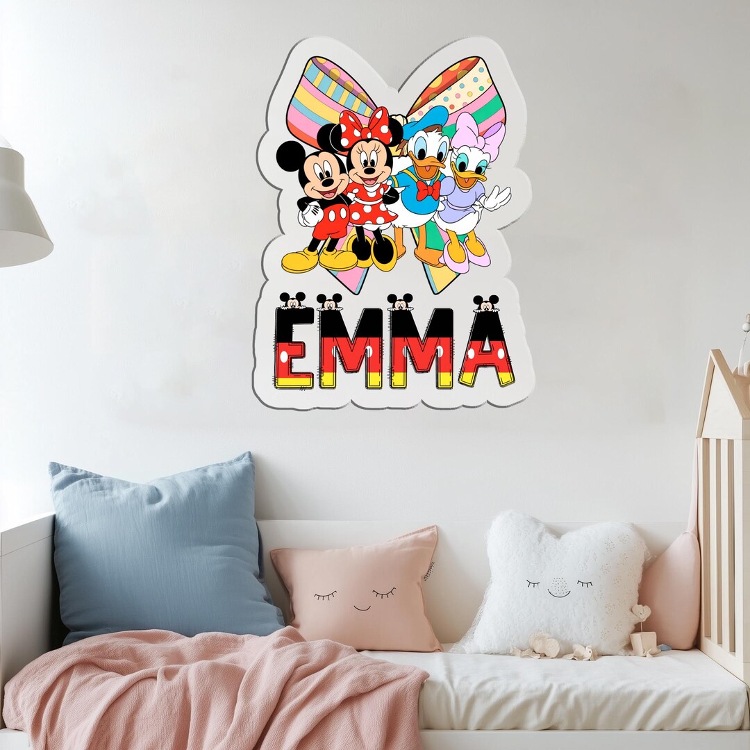 Mickey Mouse and Friends Name Sign, Acrylic Wall Art, Personalized ...