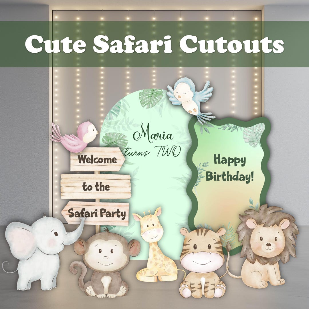 Safari Animals Cutouts, Jungle Animals Props, Centerpieces, Baby Shower ...