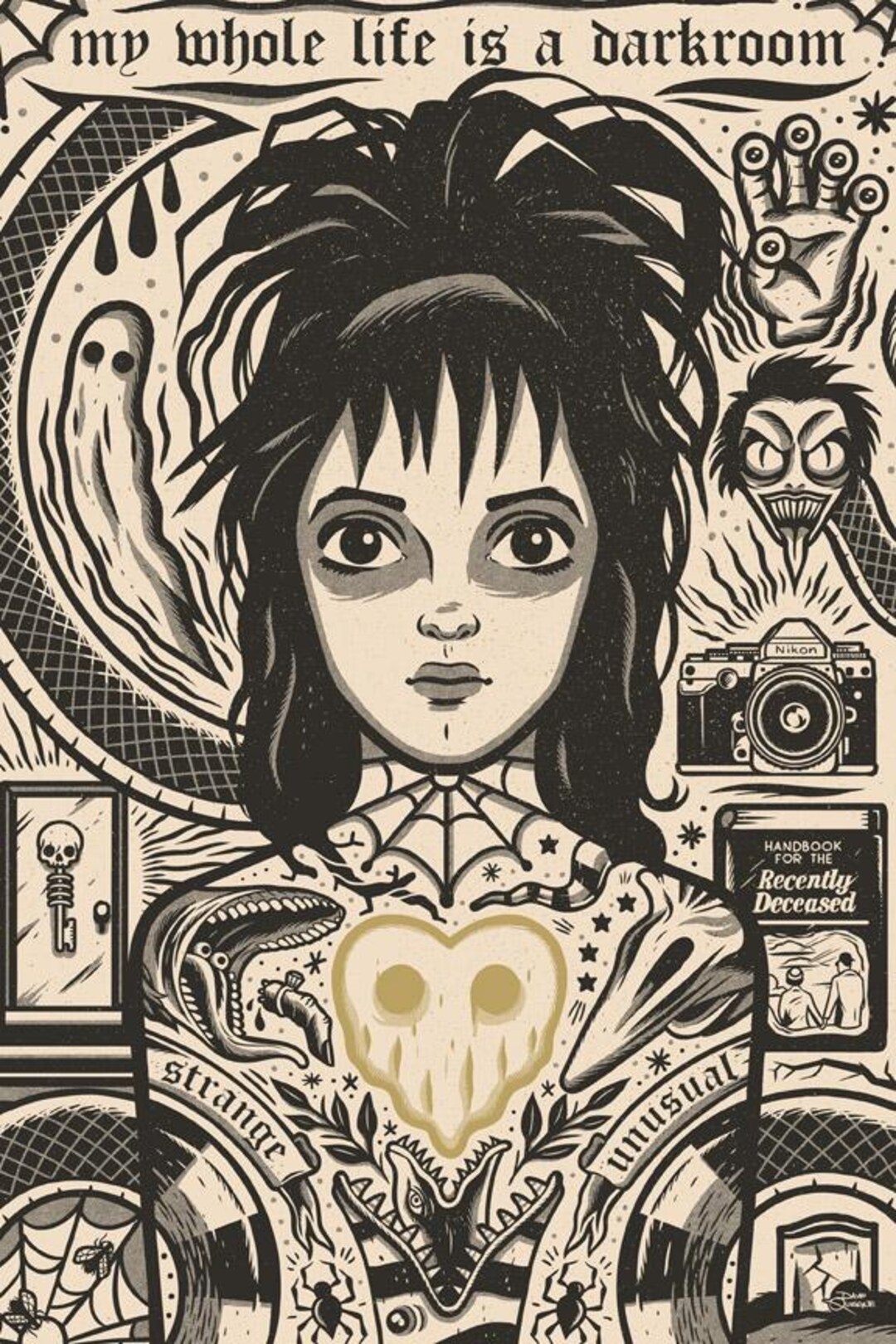Lydia Deets Tattoo Style Art Print - Pop Culture Screen Print Wall Art ...