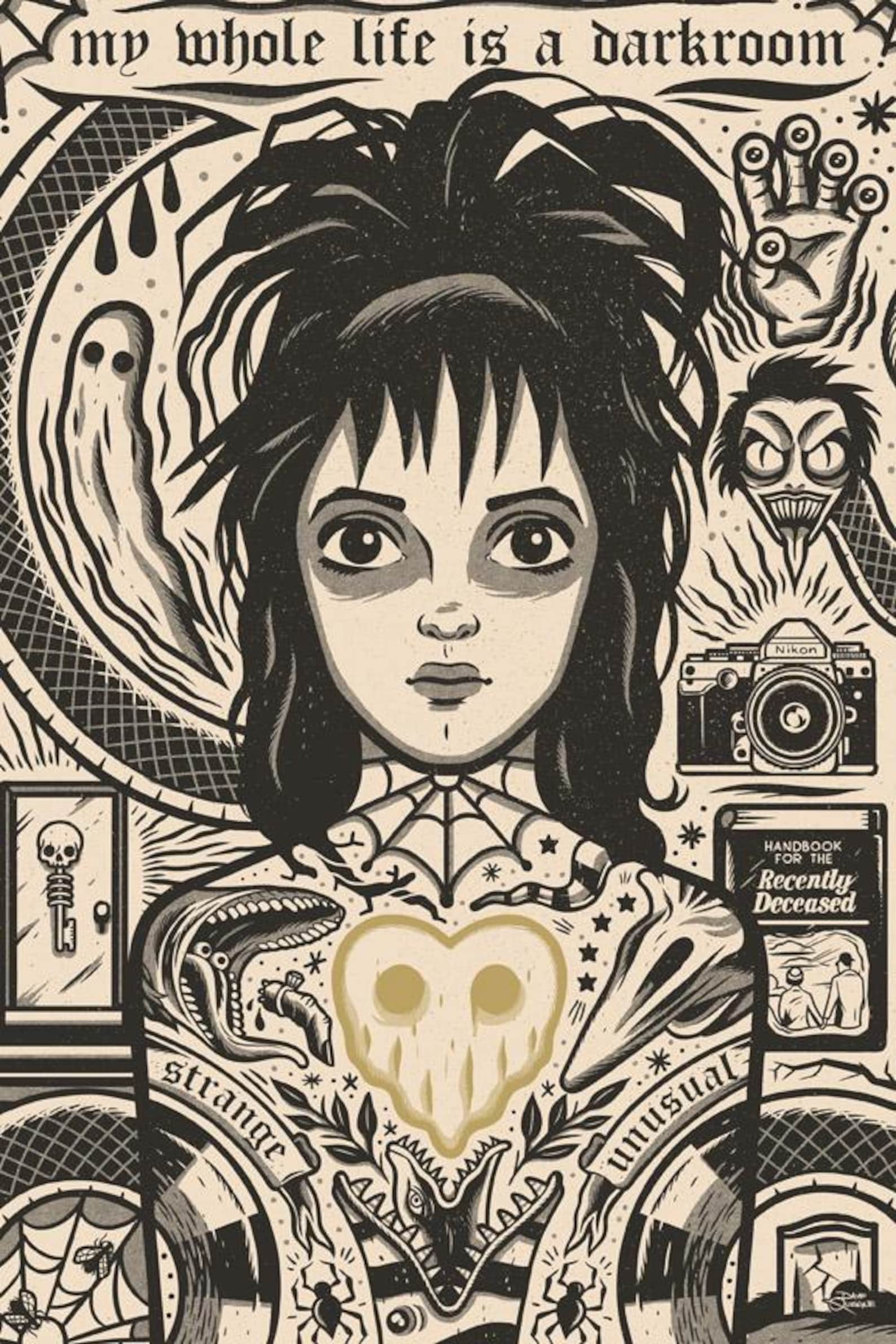 Lydia Deets Tattoo Style Art Print - Pop Culture Screen Print Wall Art ...