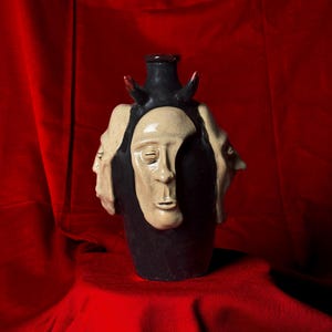 Avant-garde Ceramic Vase – Expressive Surreal Face Art – Dark Handmade ...