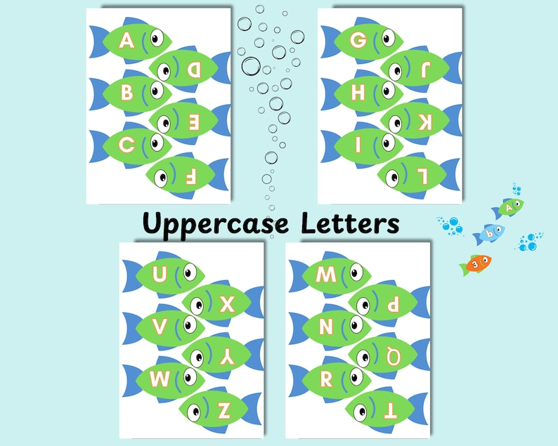 Alphabet & Number Fishing Game Printable | Preschool Letter Recognition ...
