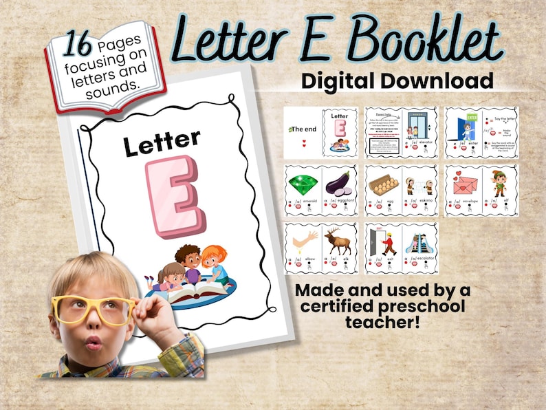 Letter E Phonics Mini Book, Printable Alphabet Book - Etsy