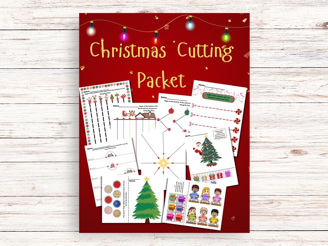 Christmas Cutting Practice Worksheets- Ten Page Scissor Skills Packet ...