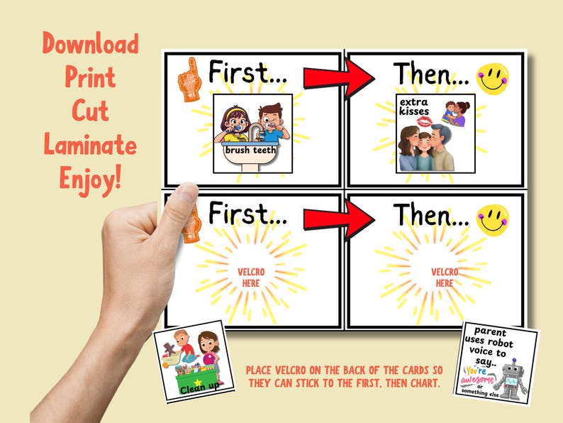 Visual First Then Chart | Kids' Routine & Reward System (printable PDF ...
